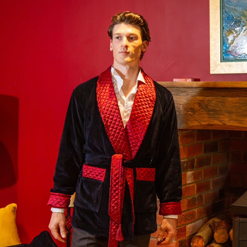 Cliveden Short Smoking Jacket Robe | Bown of London – Bown of London USA