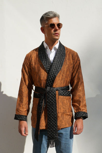 Midas Short Velvet Smoking Jacket in Gold | Bown of London – Bown of ...