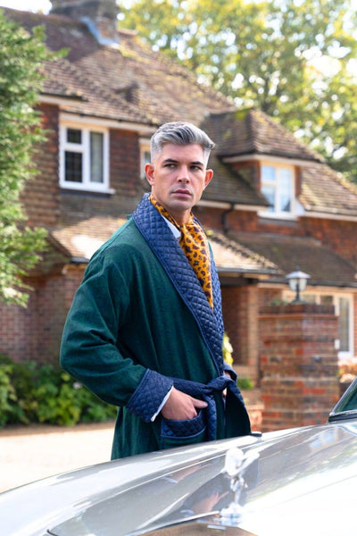 Russborough Short Smoking Jacket in Green | Bown of London – Bown of ...