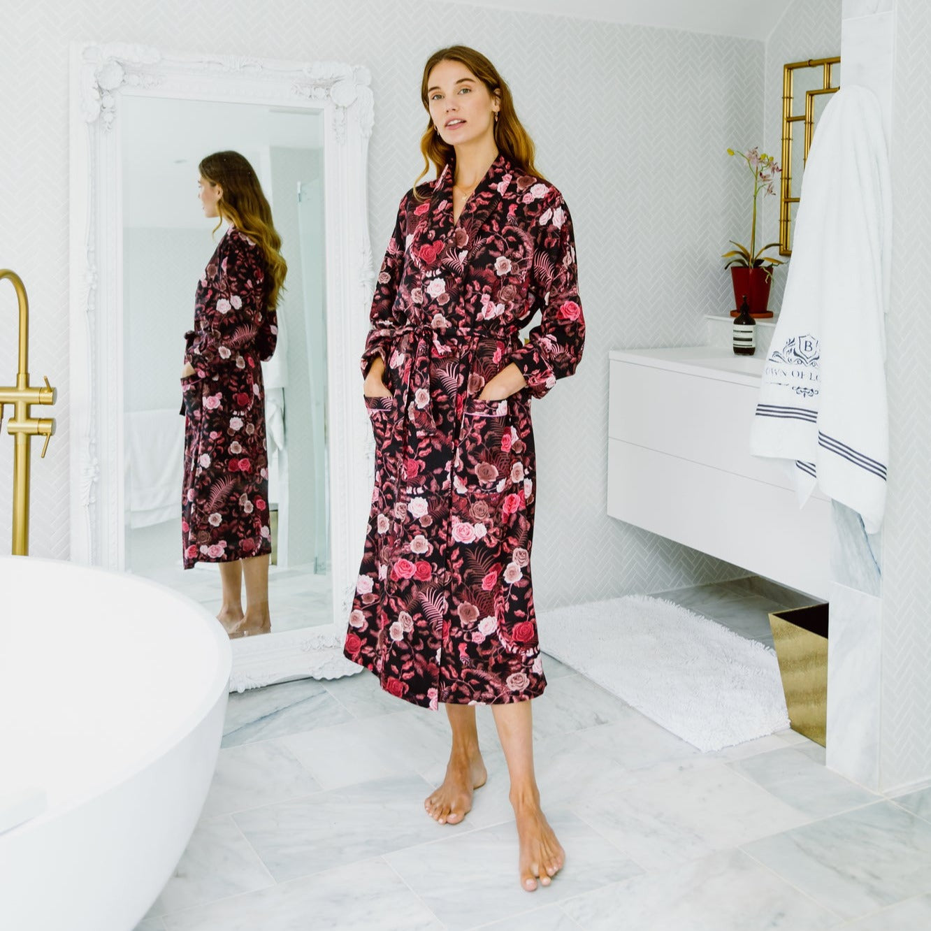 Lightweight Women's Bathrobe - Bengal Rose | Bown of London – Bown of ...